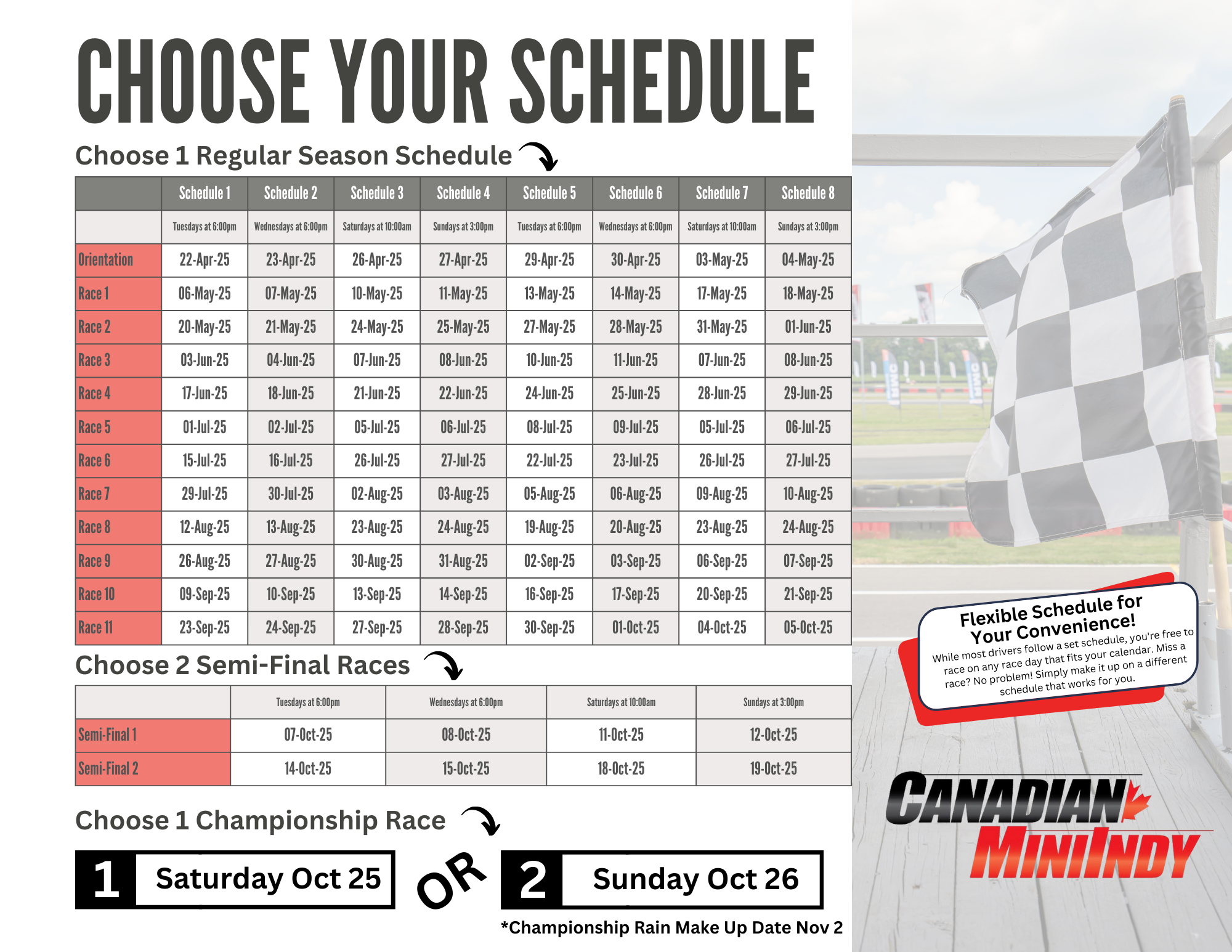 2025 Canadian Mini Indy Schedule Highlights - Hamilton Karting Complex